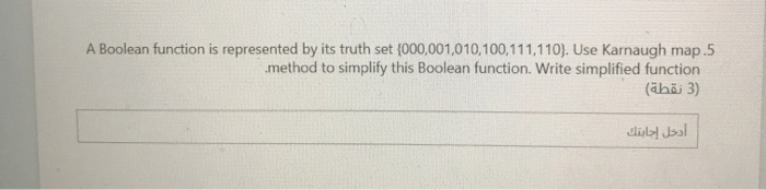 Solved A Boolean function is represented by its truth set | Chegg.com