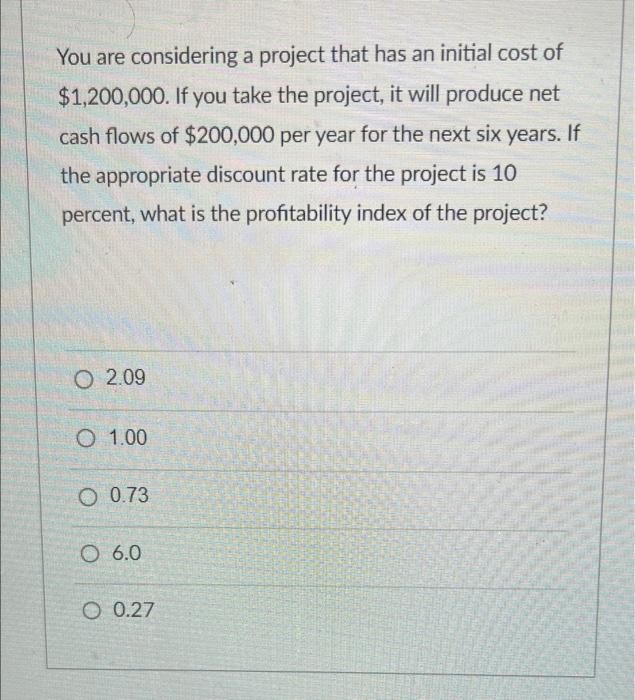 Solved You are considering a project that has an initial | Chegg.com
