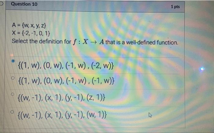Solved A={w,x,y,z}X={−2,−1,0,1} Select the definition for | Chegg.com