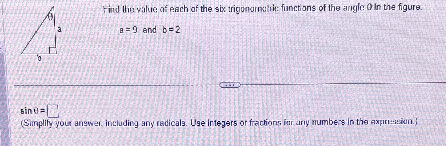 Solved Find the value of each of the six trigonometric | Chegg.com