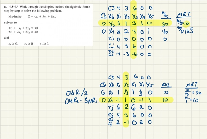 Solved DI 4.3-4.* Work through the simplex method (in | Chegg.com