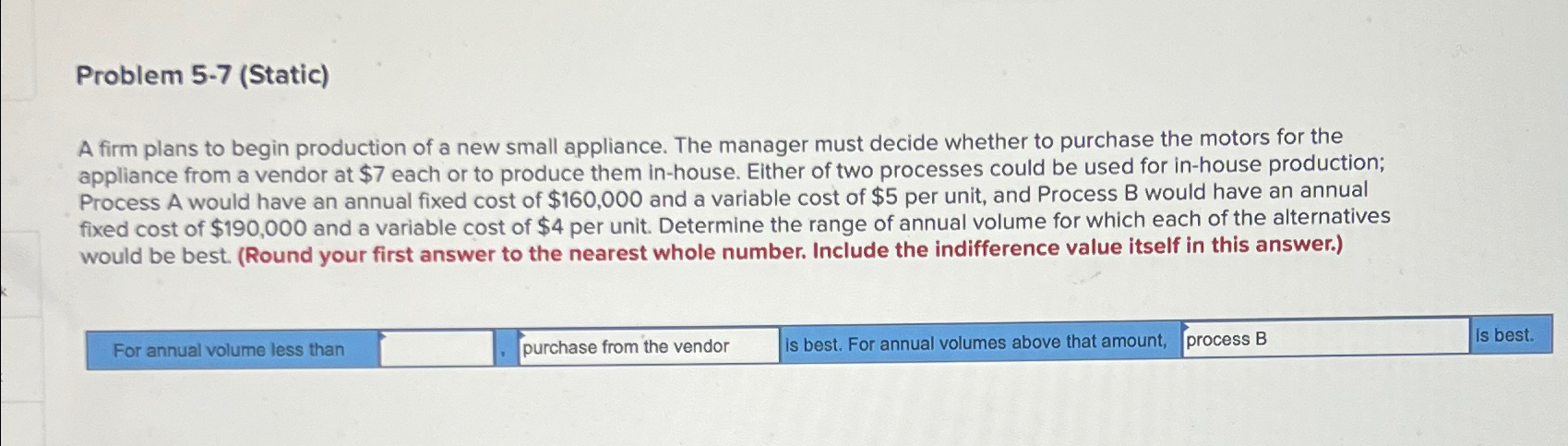 Solved Problem 5-7 (Static)A firm plans to begin production | Chegg.com