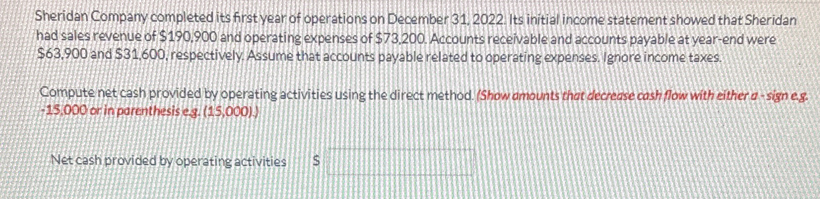 Solved Sheridan Company completed its first year of | Chegg.com