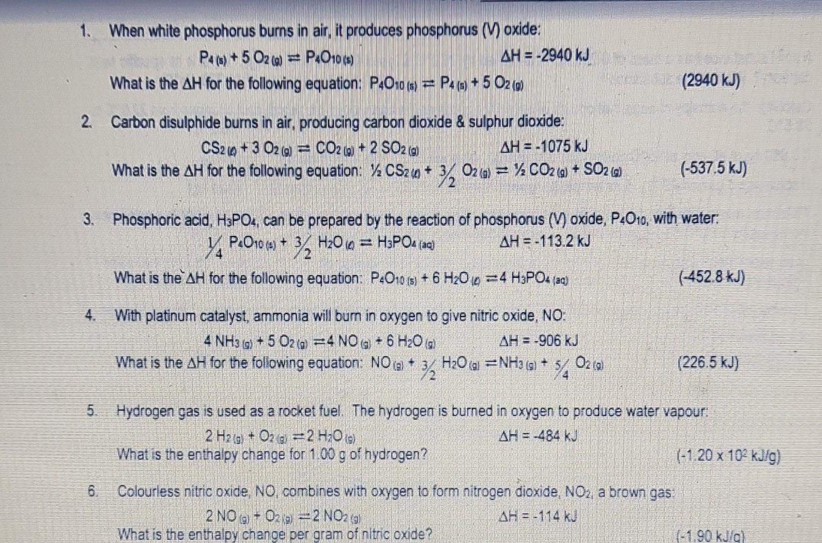 Solved Phase Change Thermochemistry Problems Date: 1. | Chegg.com