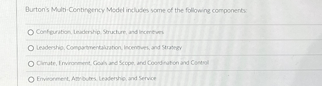 Solved Burton's Multi-Contingency Model includes some of the | Chegg.com