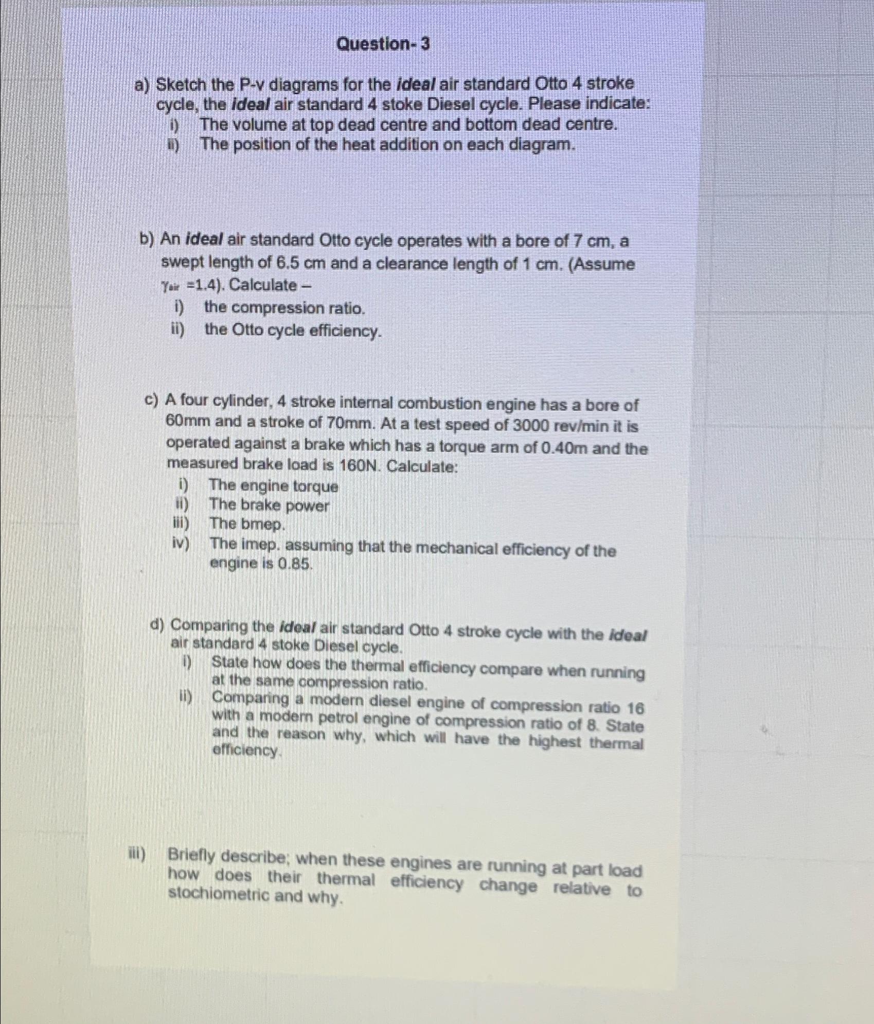 Solved Question-3a) ﻿Sketch the P-v diagrams for the ideal | Chegg.com