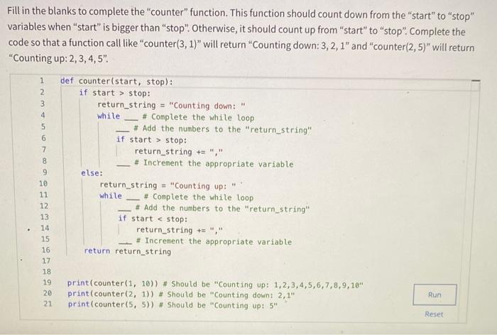 Solved Fill in the blanks to complete the "counter" | Chegg.com