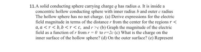Solved 11. A solid conducting sphere carrying charge q has | Chegg.com