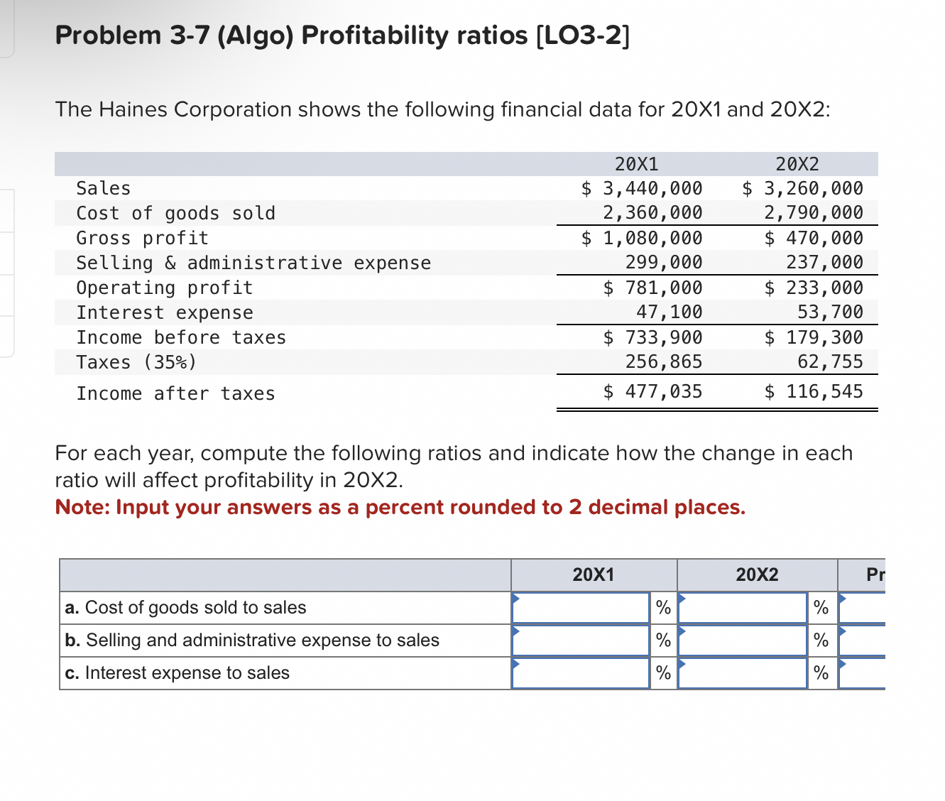 Solved Problem 3-7 (Algo) ﻿Profitability ratios [LO3-2]The | Chegg.com