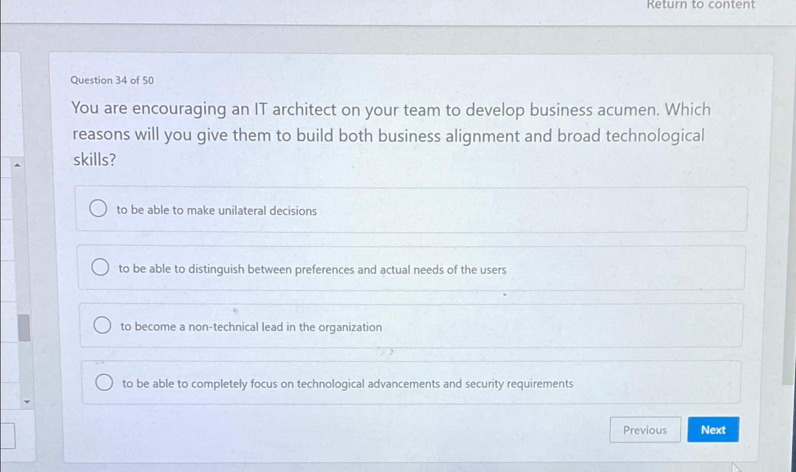 Solved Return to contentQuestion 34 ﻿of 50You are | Chegg.com