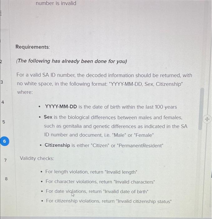 Solved Each South African citizen has a unique number (ID | Chegg.com