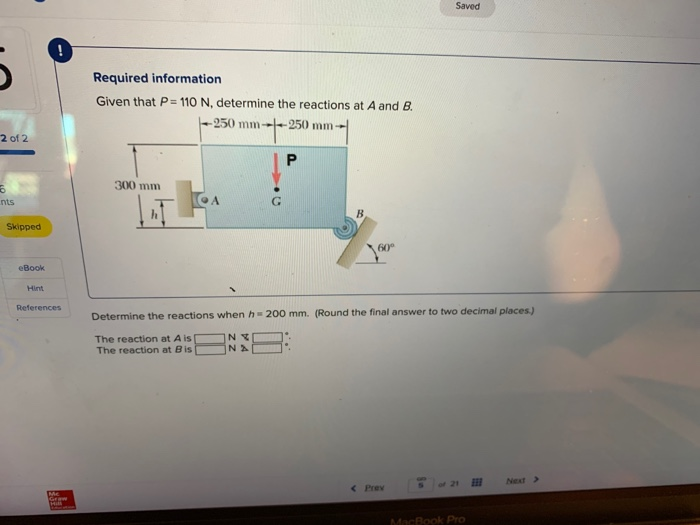 Solved Required information Given that P= 110 N, determine | Chegg.com