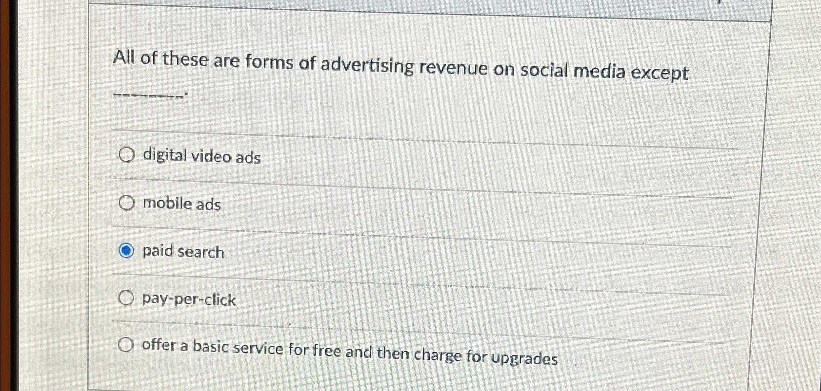 Solved All of these are forms of advertising revenue on | Chegg.com