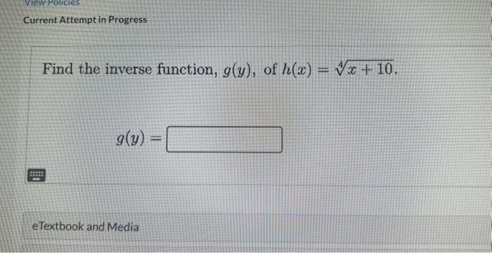 Solved Find the inverse function, g(y), of h(x)=3x+8 | Chegg.com