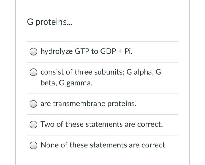 Solved G proteins... hydrolyze GTP to GDP + Pi. consist of | Chegg.com