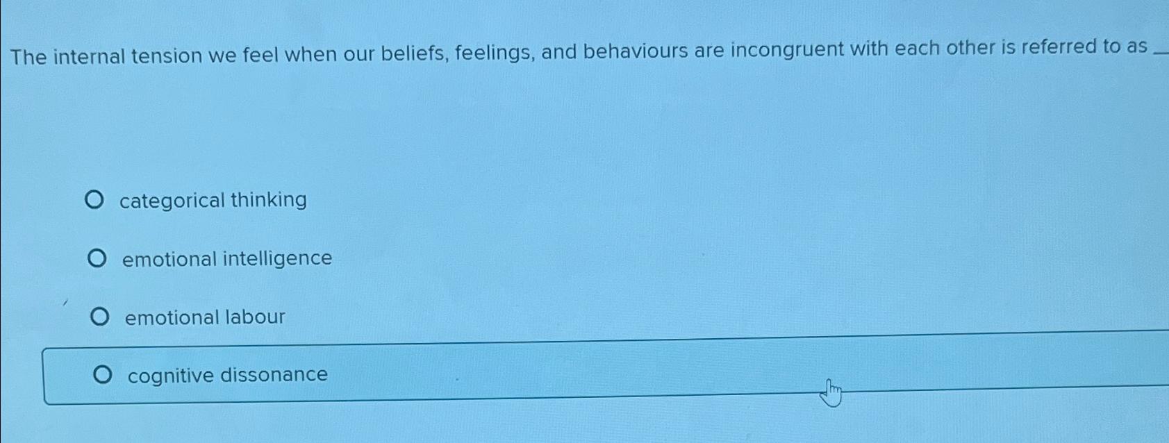 Solved The internal tension we feel when our beliefs, | Chegg.com