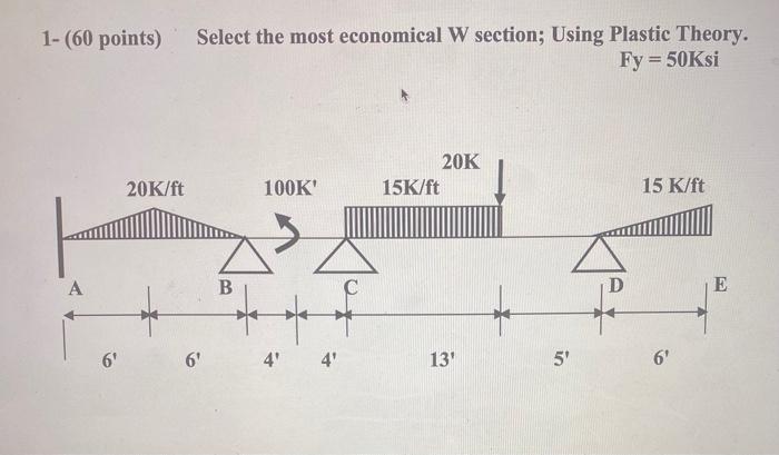 Solved 1- (60 points) Select the most economical W section; | Chegg.com