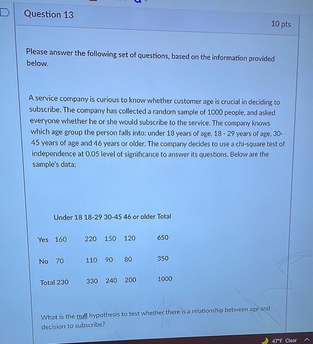 Solved D Question 13 10 pts Please answer the following set | Chegg.com