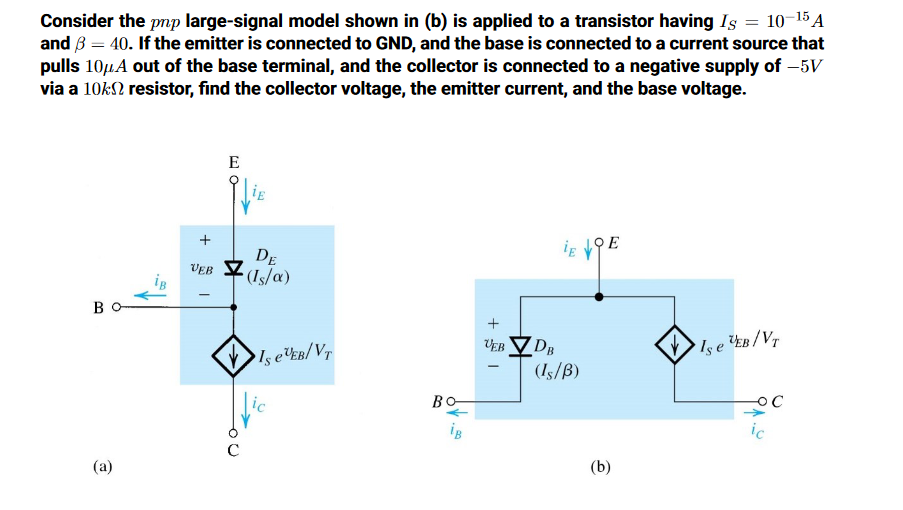 Solved Consider the pnp ﻿large-signal model shown in (b) ﻿is | Chegg.com