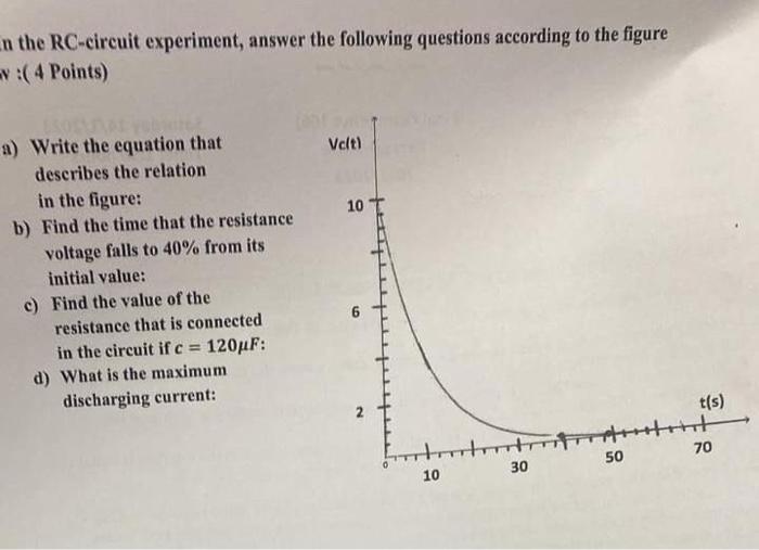 Solved n the RC-circuit experiment, answer the following | Chegg.com