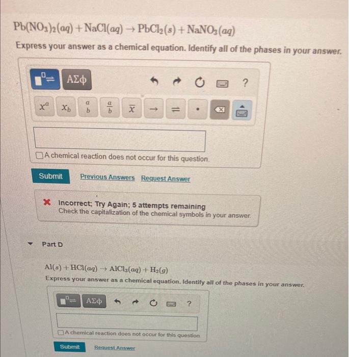 Solved Part A Ca(s) + HgNO3(aq) + Ca(NO3)2(aq) +Hg(s) | Chegg.com
