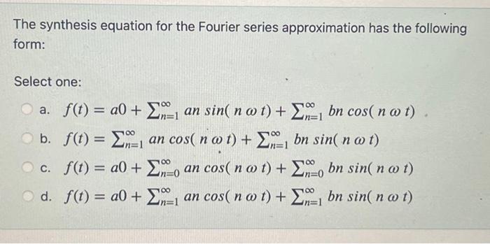 Solved The synthesis equation for the Fourier series | Chegg.com