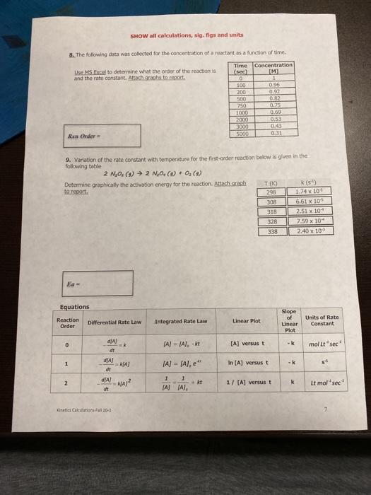 Solved SHOW ail calculations, sig, figs and units 8. The | Chegg.com