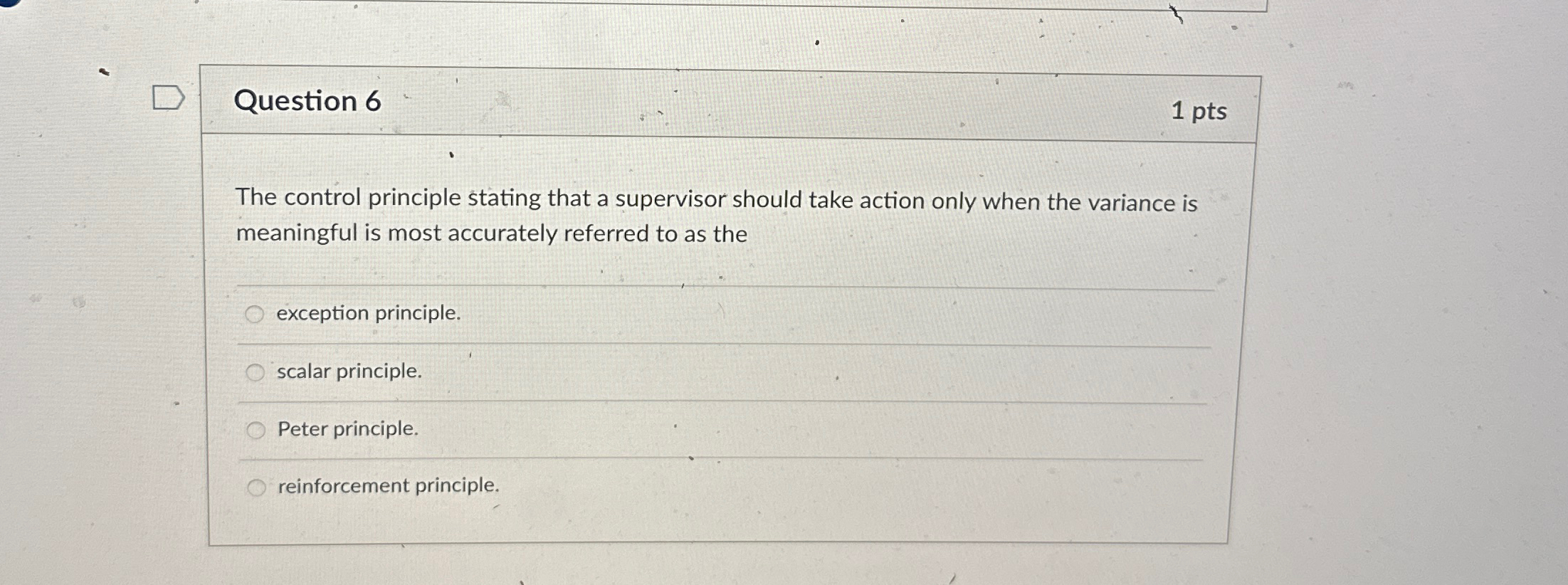 Solved Question 61 ﻿ptsThe control principle stating that a | Chegg.com