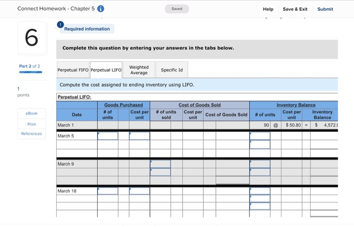 Solved Connect Homework - Chapter 5 0 Saved Help Save & Exit | Chegg.com