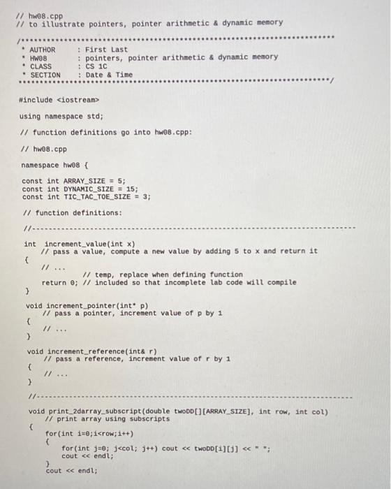 Solved If hwe8, hpp // to illustrate pointers, pointer | Chegg.com
