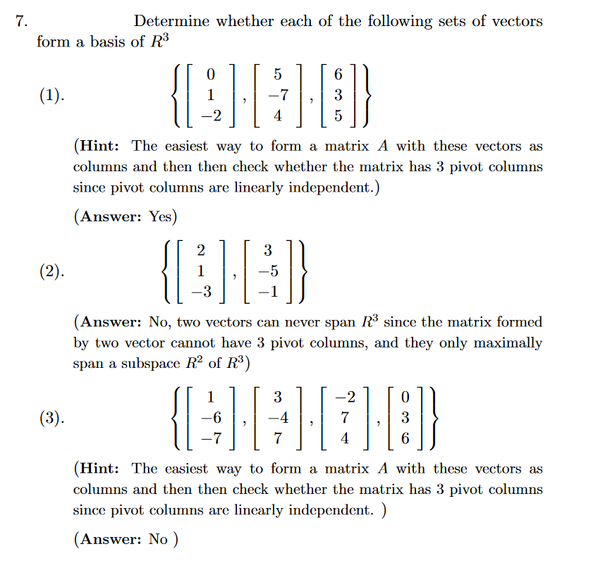 Solved Determine whether each of the following sets of | Chegg.com