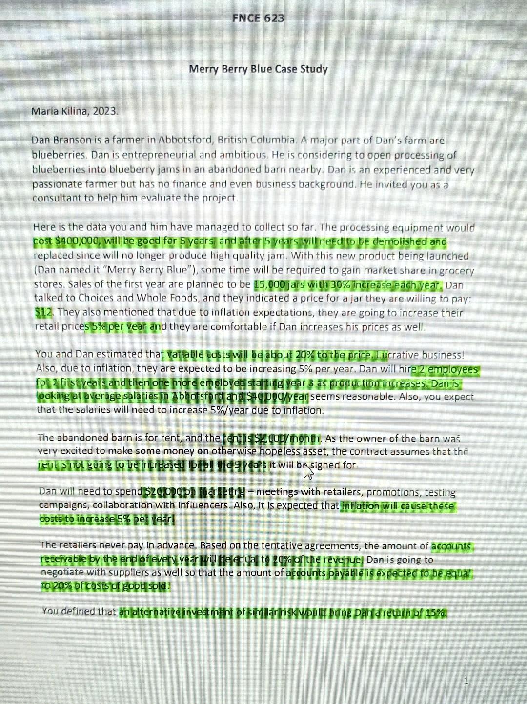 Solved Merry Berry Blue Case Study Maria Kilina, 2023. Dan | Chegg.com