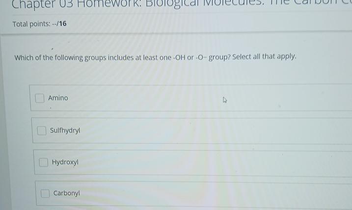 Solved Total points: - -/16Which of the following groups | Chegg.com