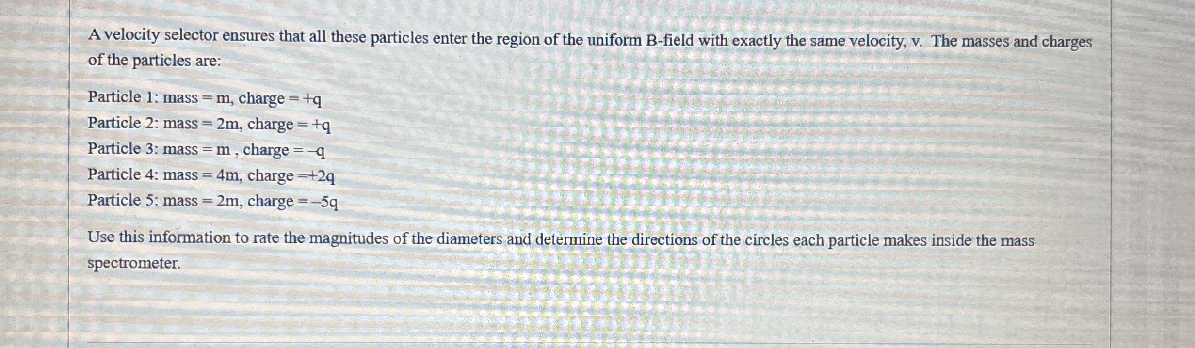 Solved A velocity selector ensures that all these particles | Chegg.com