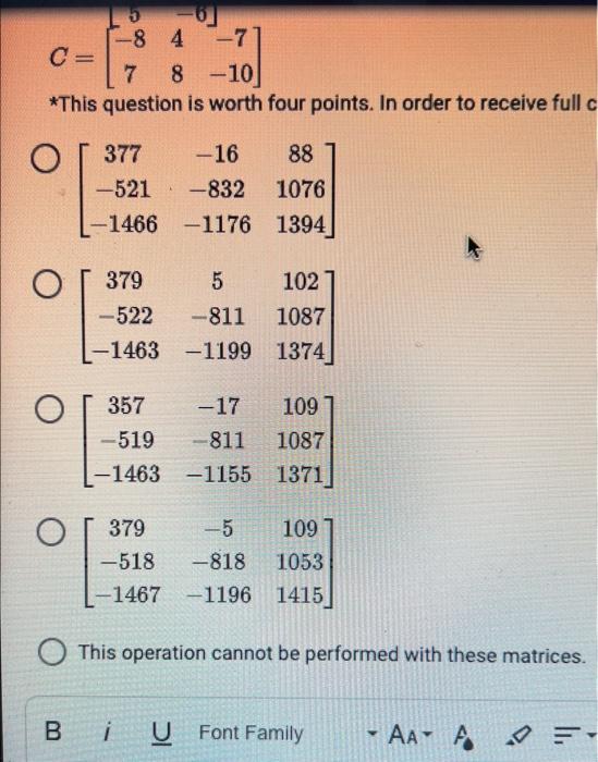 Solved use the matrices below to compute the matrix | Chegg.com
