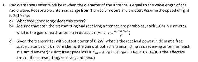 Solved Radio antennas often work best when the diameter of | Chegg.com