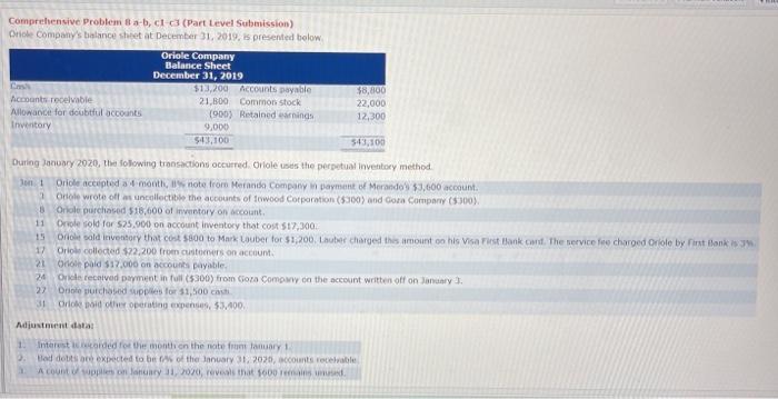 Solved Comprehensive Problem b, c (Part Level Submission) | Chegg.com