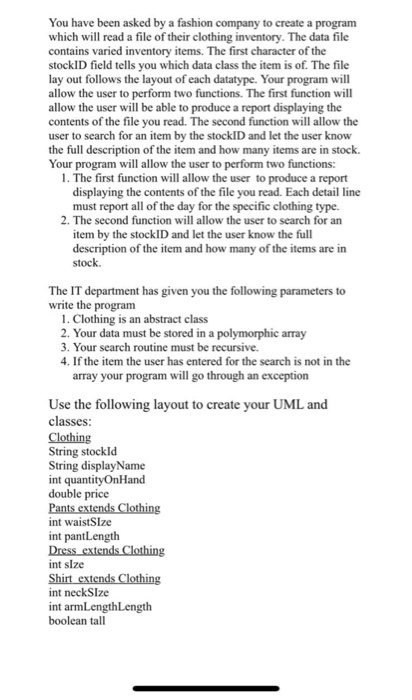 Solved You have been asked by a fashion company to create a | Chegg.com