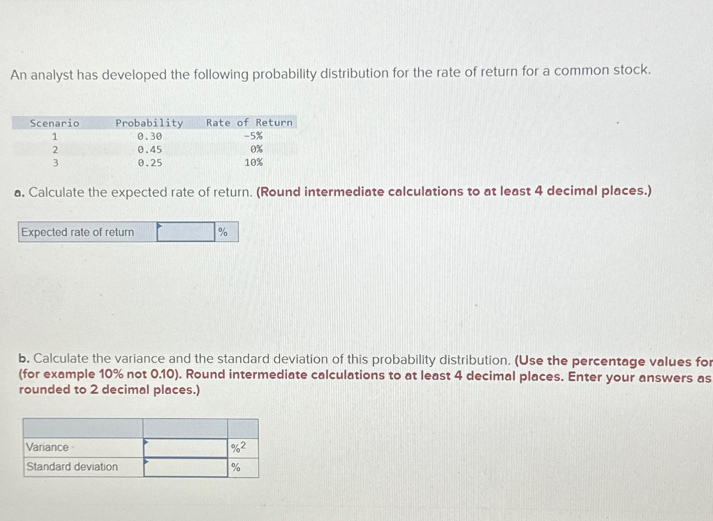 Solved An analyst has developed the following probability | Chegg.com