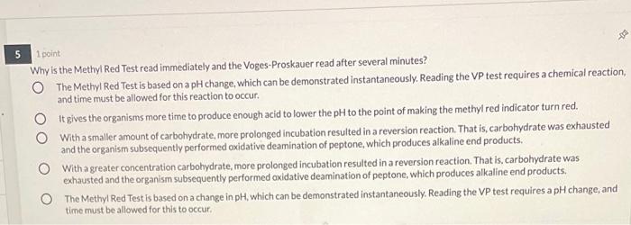 Solved 1 point Match the results of the phenol red test | Chegg.com