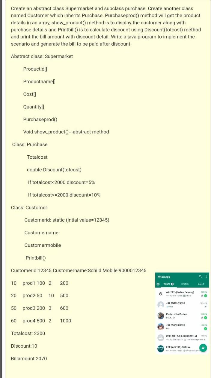 Solved Create an abstract class Supermarket and subclass | Chegg.com
