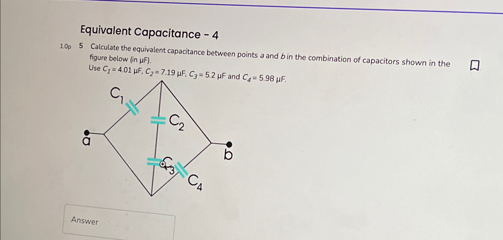 Solved Equivalent Capacitance - 41.0p 5 ﻿Calculate the | Chegg.com
