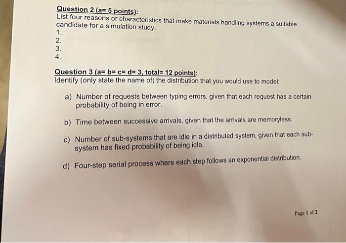 Solved Question 2(a=5 points): List four reasons or | Chegg.com