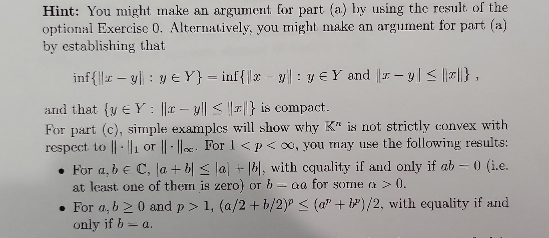 Solved 1 Let Y Be A Finite Dimensional Subspace Of A Normed
