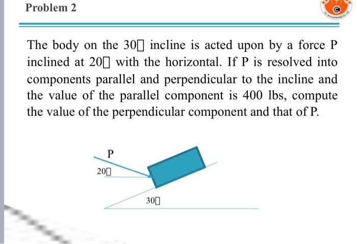 Solved Problem 2 The body on the 30[] incline is acted upon | Chegg.com