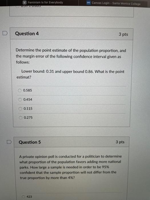 Solved V Feminism is for Everybody SMC Canvas Login - Santa | Chegg.com