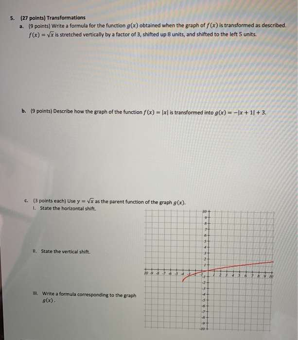 Solved 5. (27 points) Transformations a. (9 points) Write a | Chegg.com