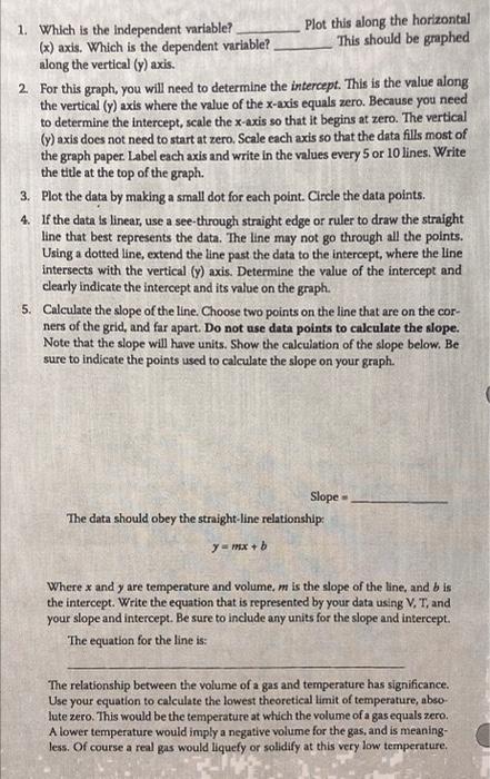 Solved B. Volume Temperature Data for Gases Prepare a graph | Chegg.com