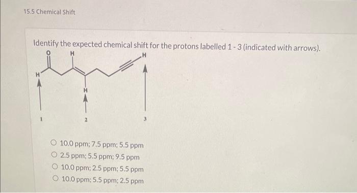 Solved Identify the expected chemical shift for the protons | Chegg.com