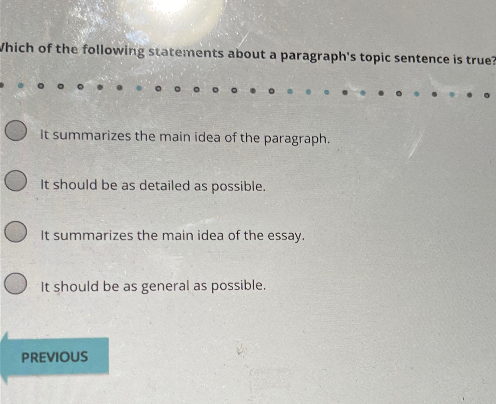 Solved /hich of the following statements about a paragraph's | Chegg.com